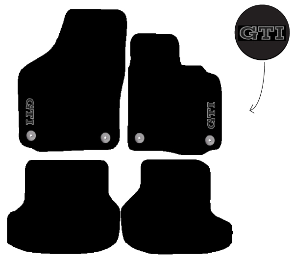 Fits VW Golf Mk6 Cabrio 2011 on Black Tailored Car Mats GTI Badge/Motif ...