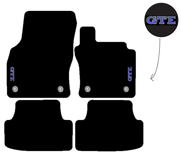 Fits VW GOLF MK7 2012-2020 Black Car Mats Embroidered GTE Badge Motif ...
